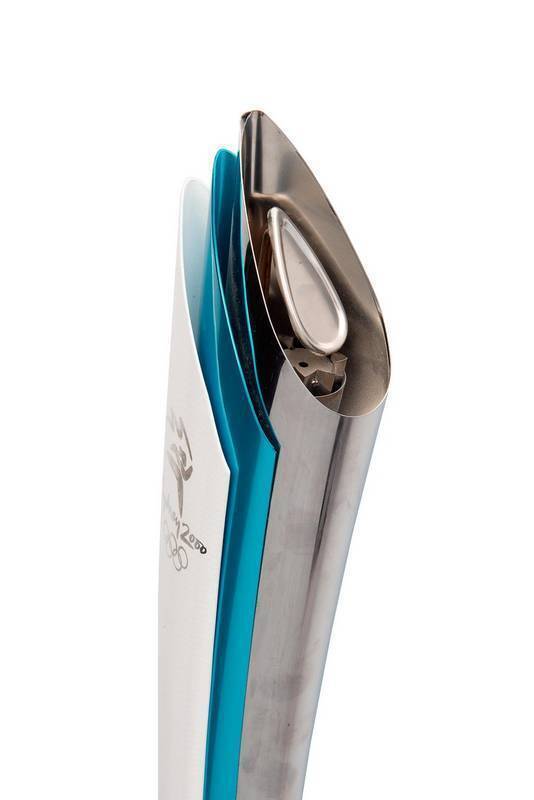2000 SYDNEY OLYMPIC TORCH, aluminium and stainless steel, curved, 78cm ...