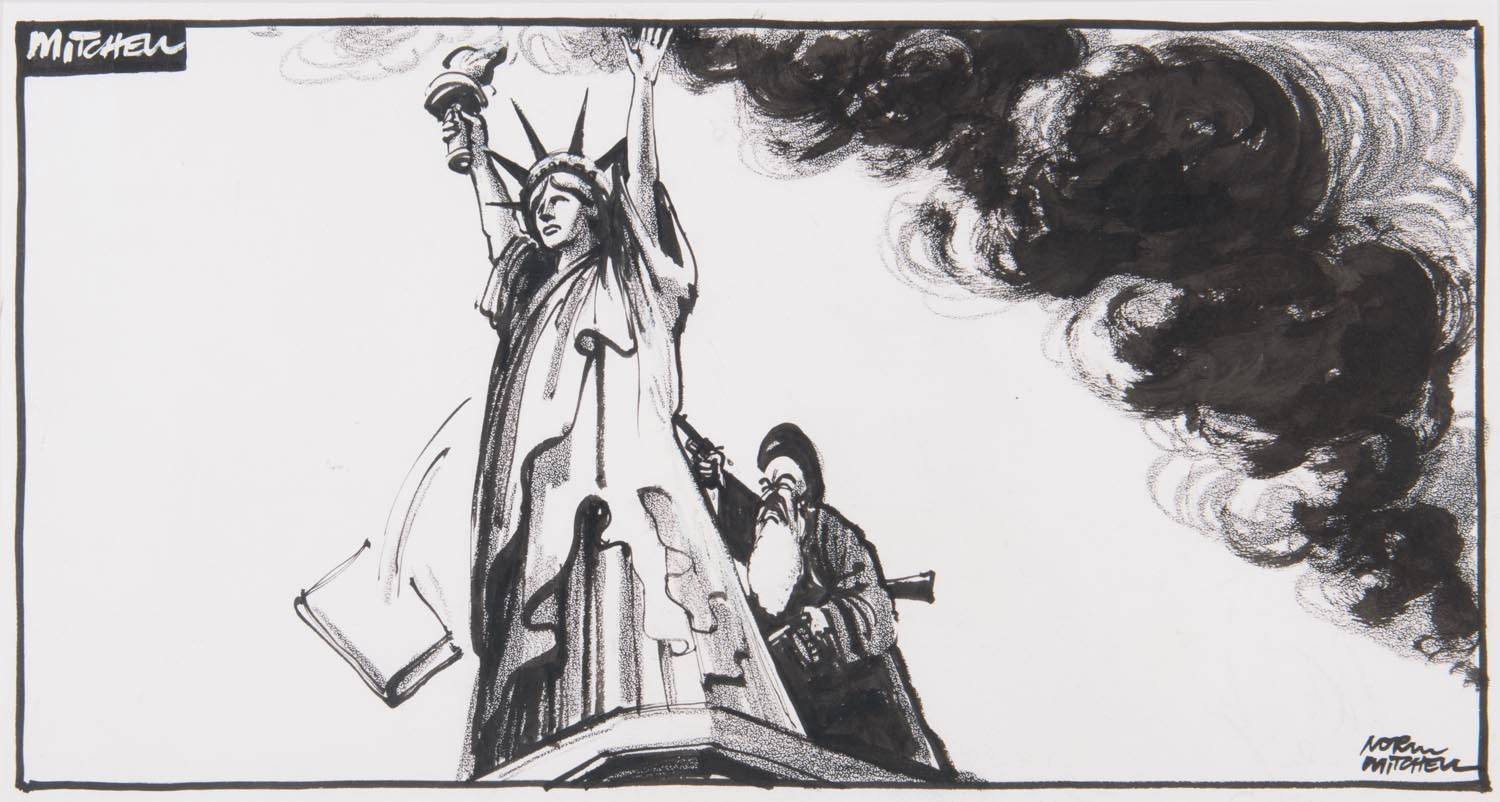POLITICAL CARTOONS: Original artwork for c1980s political cartoons by ...