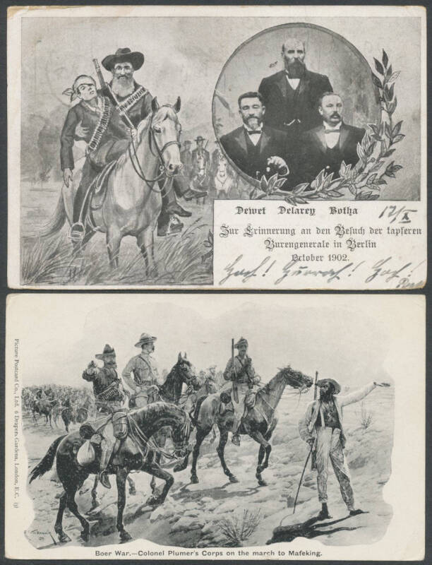 MILITARY German & Dutch pro-Boer propaganda Cards including humorous types, heroic portraits ...