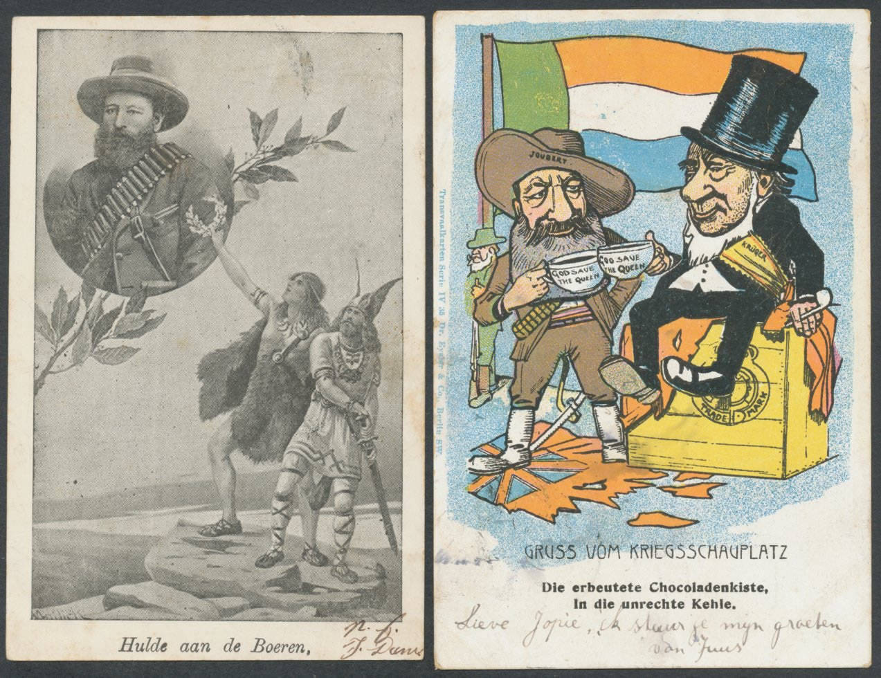 MILITARY German & Dutch pro-Boer propaganda Cards including humorous ...