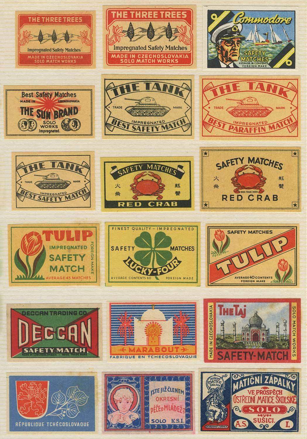 MATCHBOX LABELS, collection in album, noted labels from Czechoslovakia ...