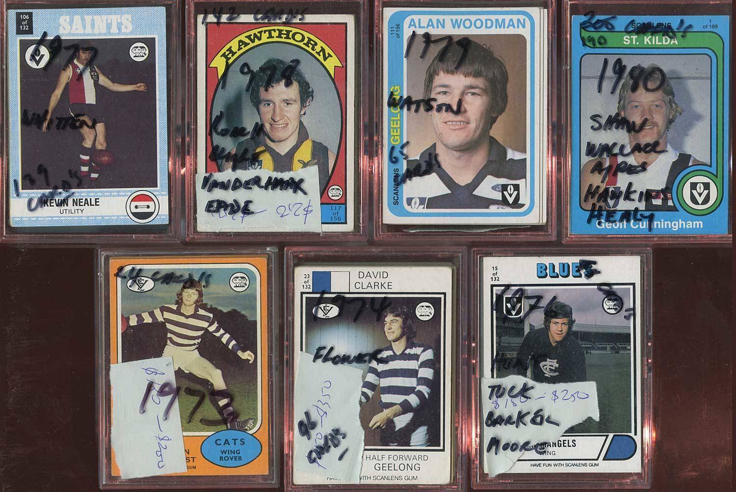 1973-80 Scanlens cards, noted 1973 (24), 1974 (32), 1975 (64); 1976 (18 ...