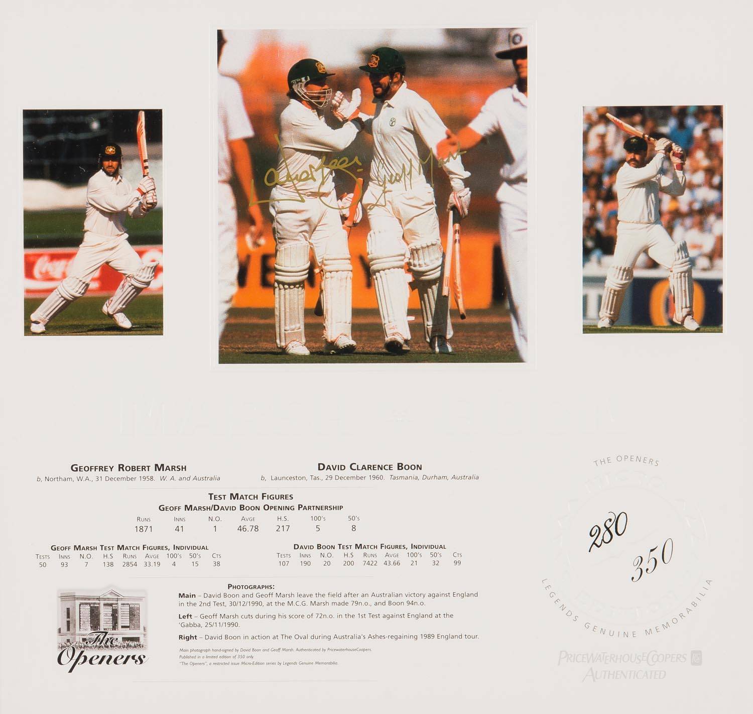 THE OPENERS, signed prints of Bill Brown & Arthur Morris; Bob Simpson ...