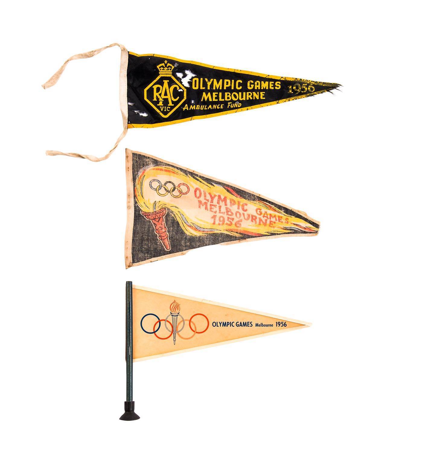 1956 MELBOURNE OLYMPICS - PENNANTS: Collection of pennats, noted table ...