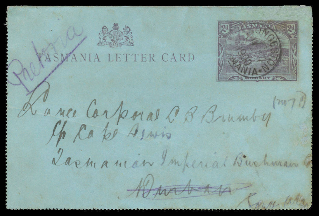 1900 usage of 2d Letter Card ( ENTRANCE ISLAND, MACQUARIE HARBOUR ) to ...