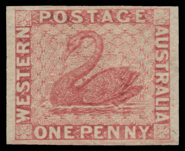 1861 Recess by Perkins Bacon 1d imperforate plate proof in carmine on ...