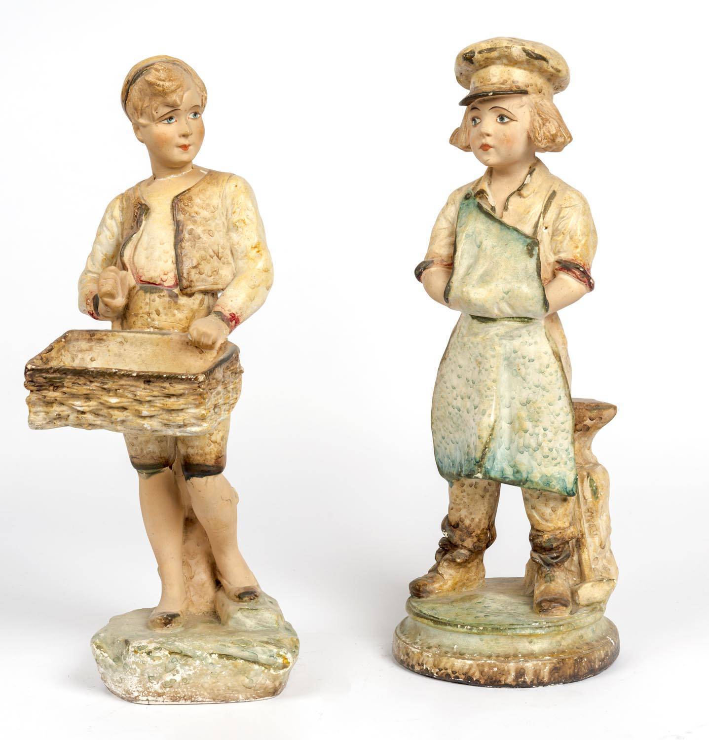 Two of painted plaster figures, Austrian, circa 1900
