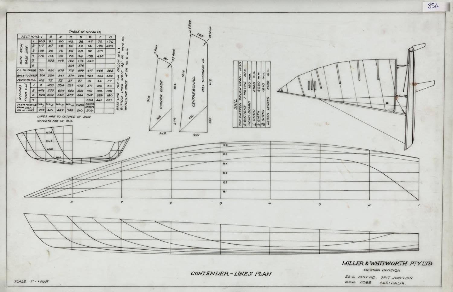 SAILING DINGHY CONTENDER : Miller & Whitworth original plans, drawings ...