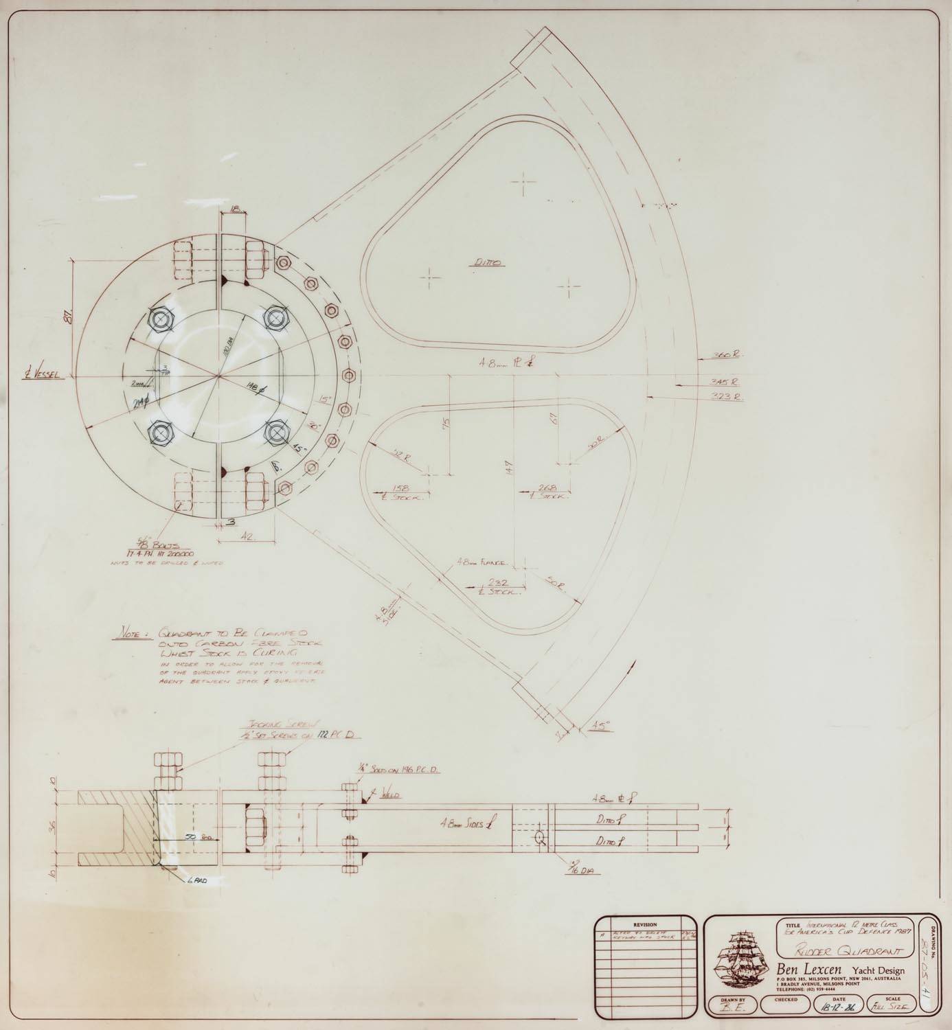 AUSTRALIA IV KA 16: Ben Lexcen original plans, drawings & blueprints ...