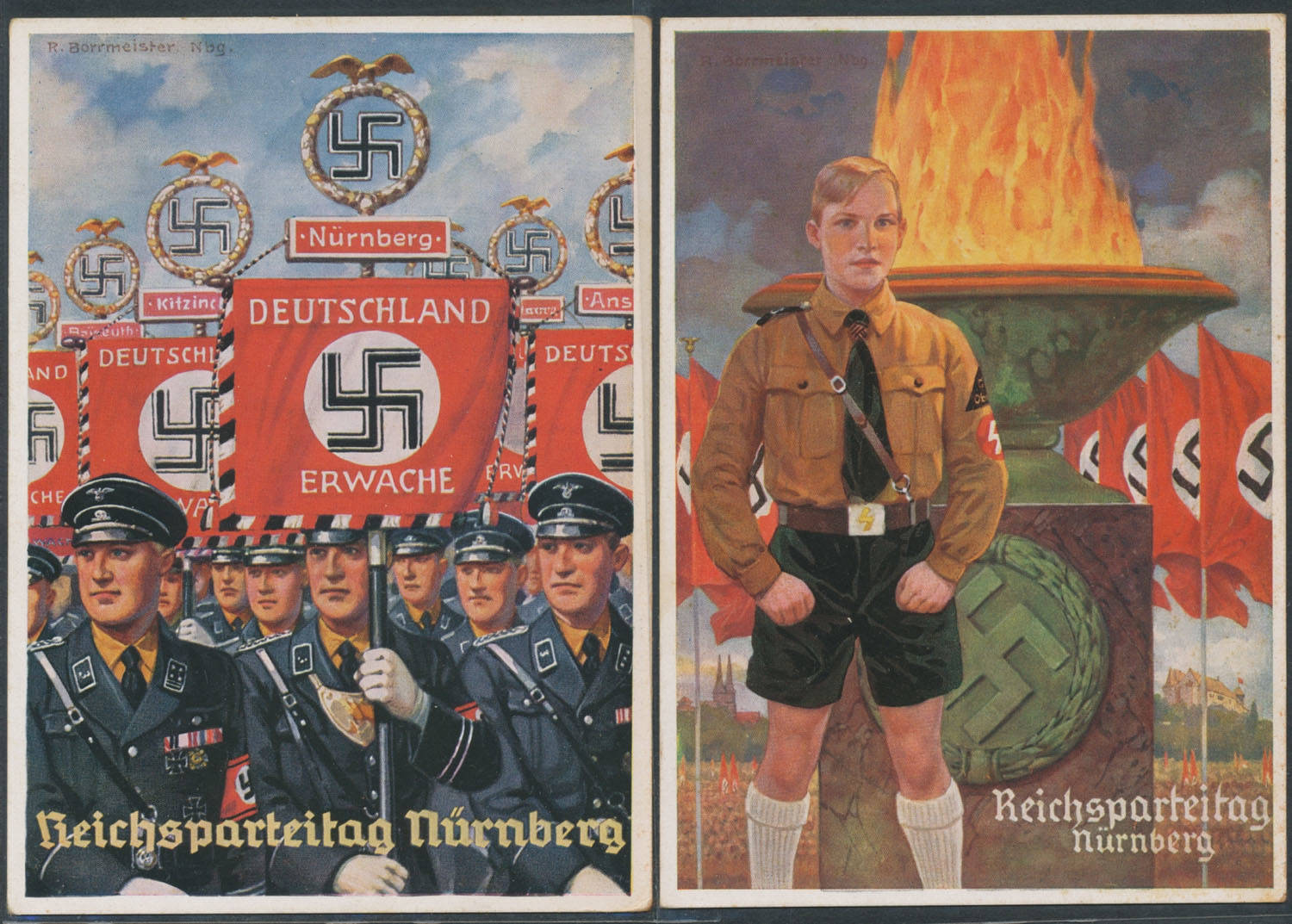 PROPAGANDA POSTCARDS: 1937 Nuremberg Reichsparteitag Rally group of ...