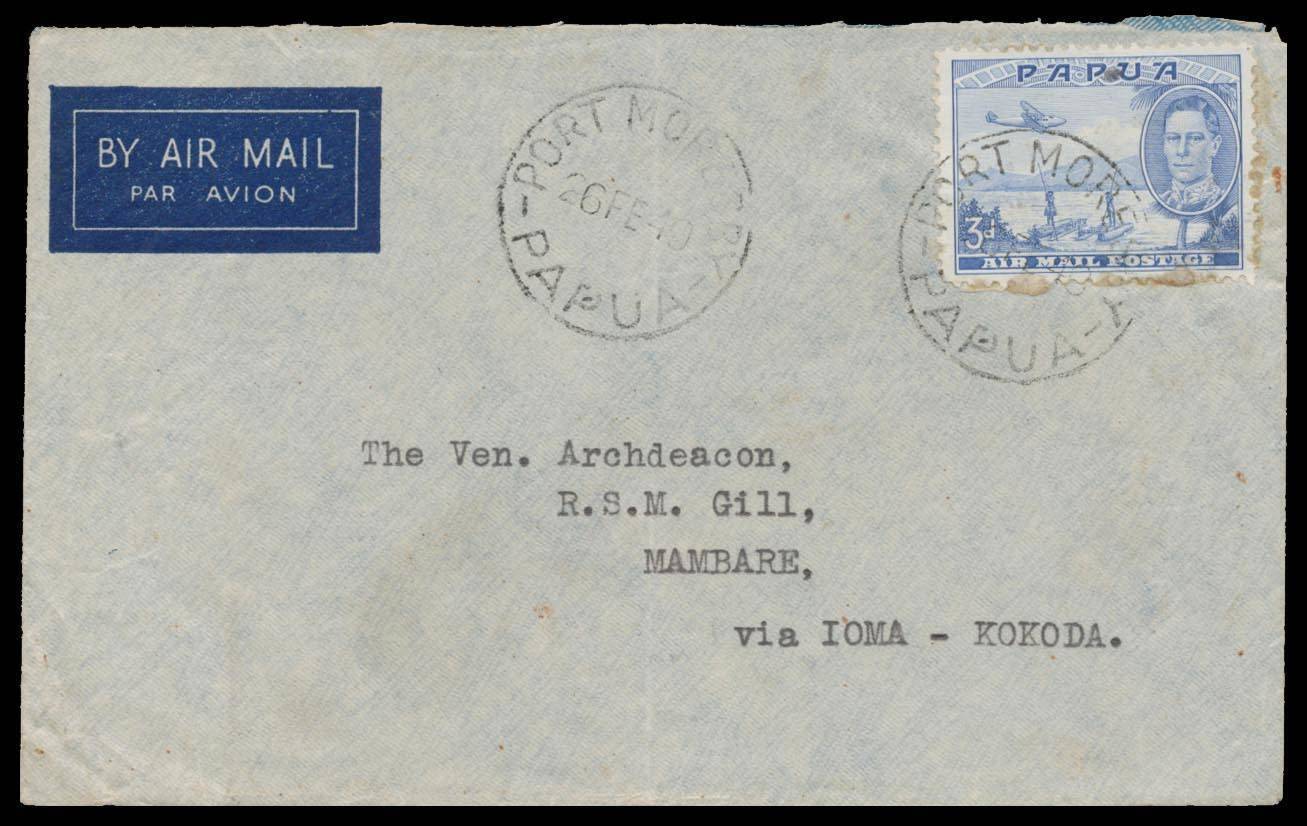 1940 (Feb 26) Bulolo Police Camp-Port Moresby-Kokoda-Mamba cover with ...
