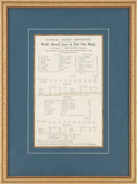 1926 VICTORIA'S WORLD RECORD SCORE: Silk scorecard World's Record Score ...