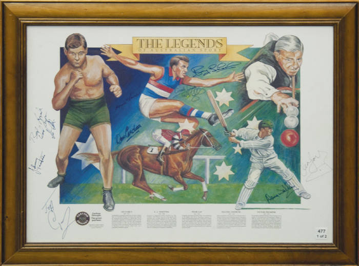 FRAMED ITEMS: Print The Legends of Australian Sport with 9 signatures ...