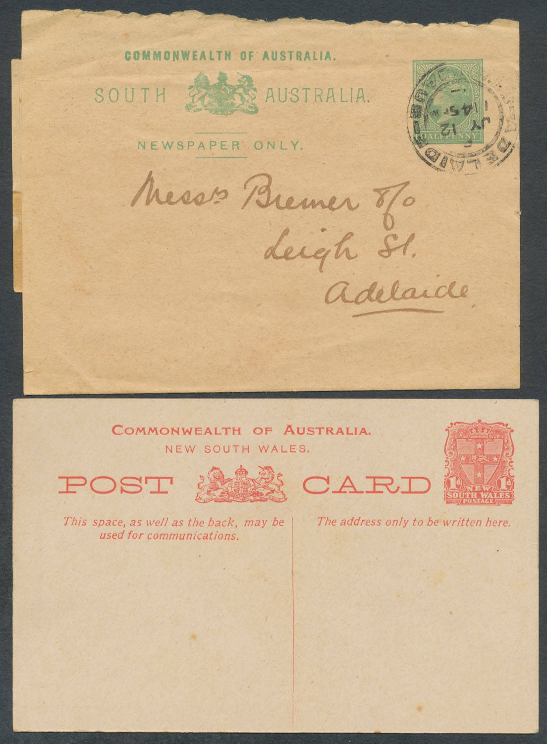 Colonies: Postal Stationery from NSW with 1d scenic Postal Card QUEEN ...