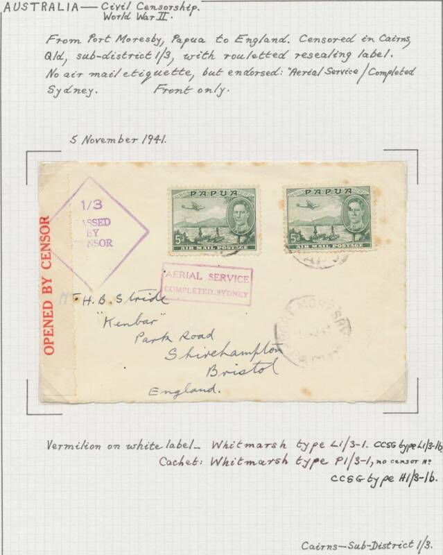 WWII Censors: QUEENSLAND - CAIRNS: Covers including with 'OPENED BY ...