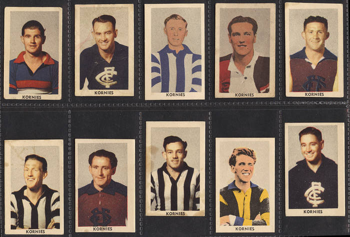 1949-51 Kornies football cards, comprising 1949 Victorian Footballers ...
