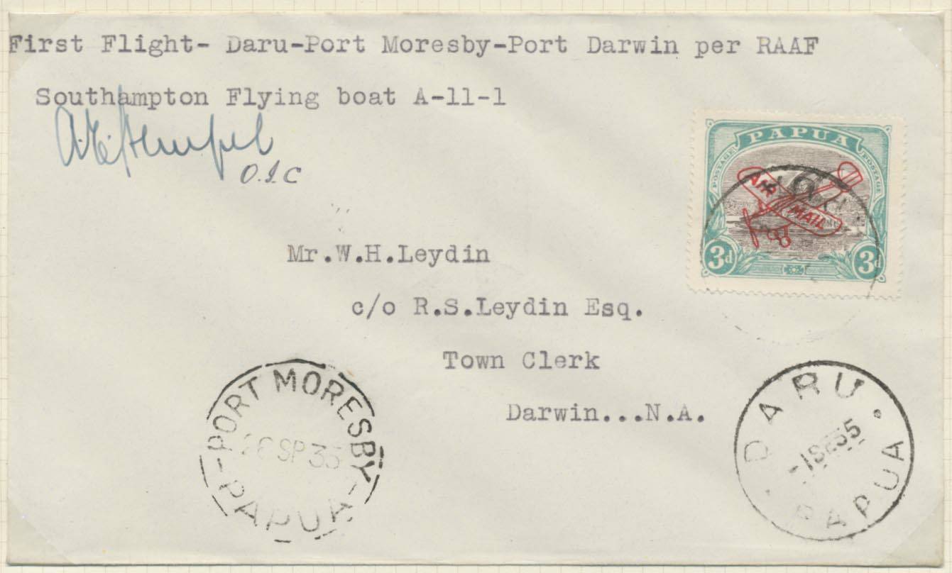 Papua Flights: 1935 (Sept) Daru-Port Moresby-Darwin AAMC #P90a cover ...