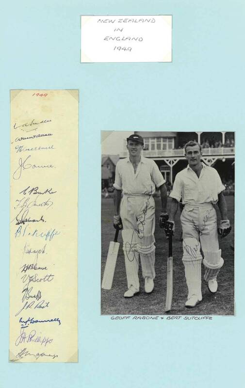1949 New Zealand team to England, autograph page with 16 signatures ...