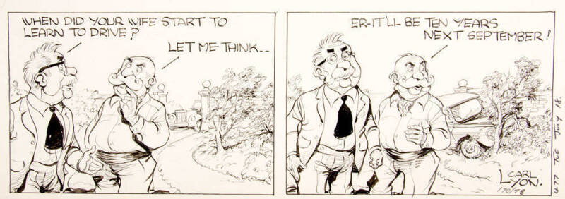 CARL LYON (1903-82), original 'Wally and the Major' Cartoons (10), pen ...