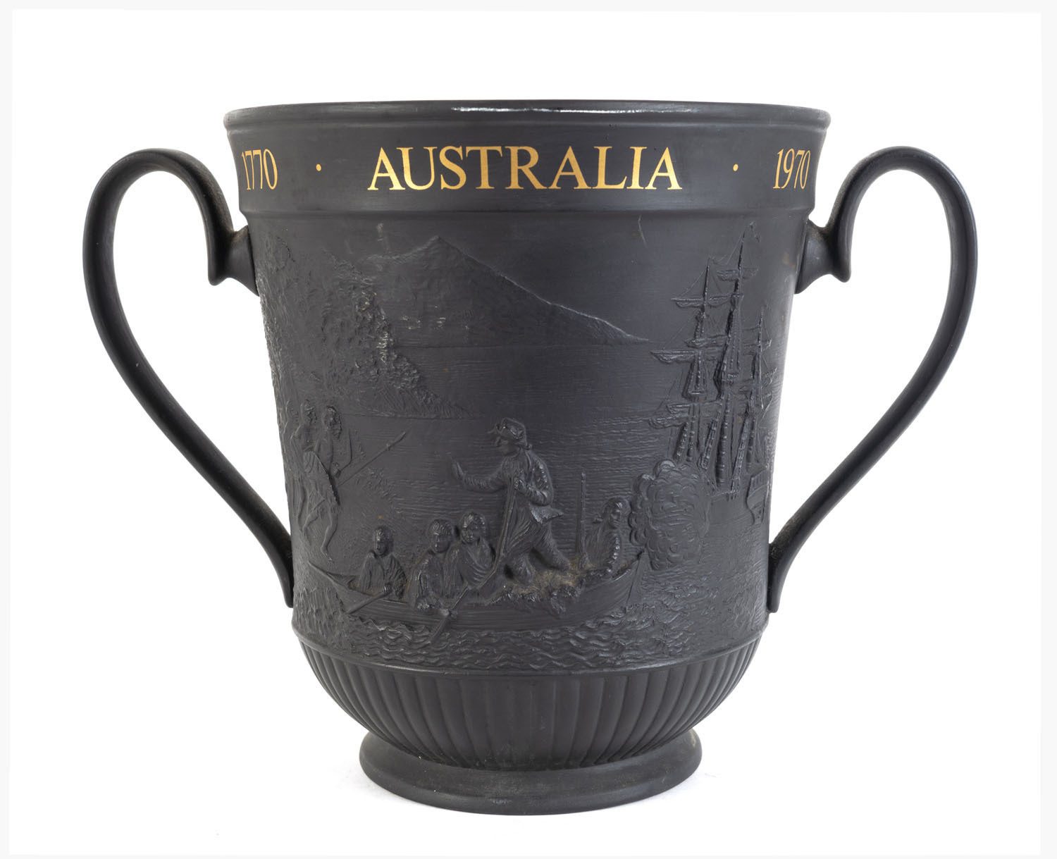 CAPTAIN COOK Bicentenary 1770-1970 loving cup, black basalt porcelain ...