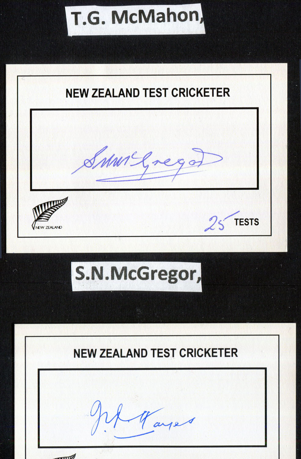 NEW ZEALAND TEST PLAYER SIGNED CARDS: A collection of 31 different ...