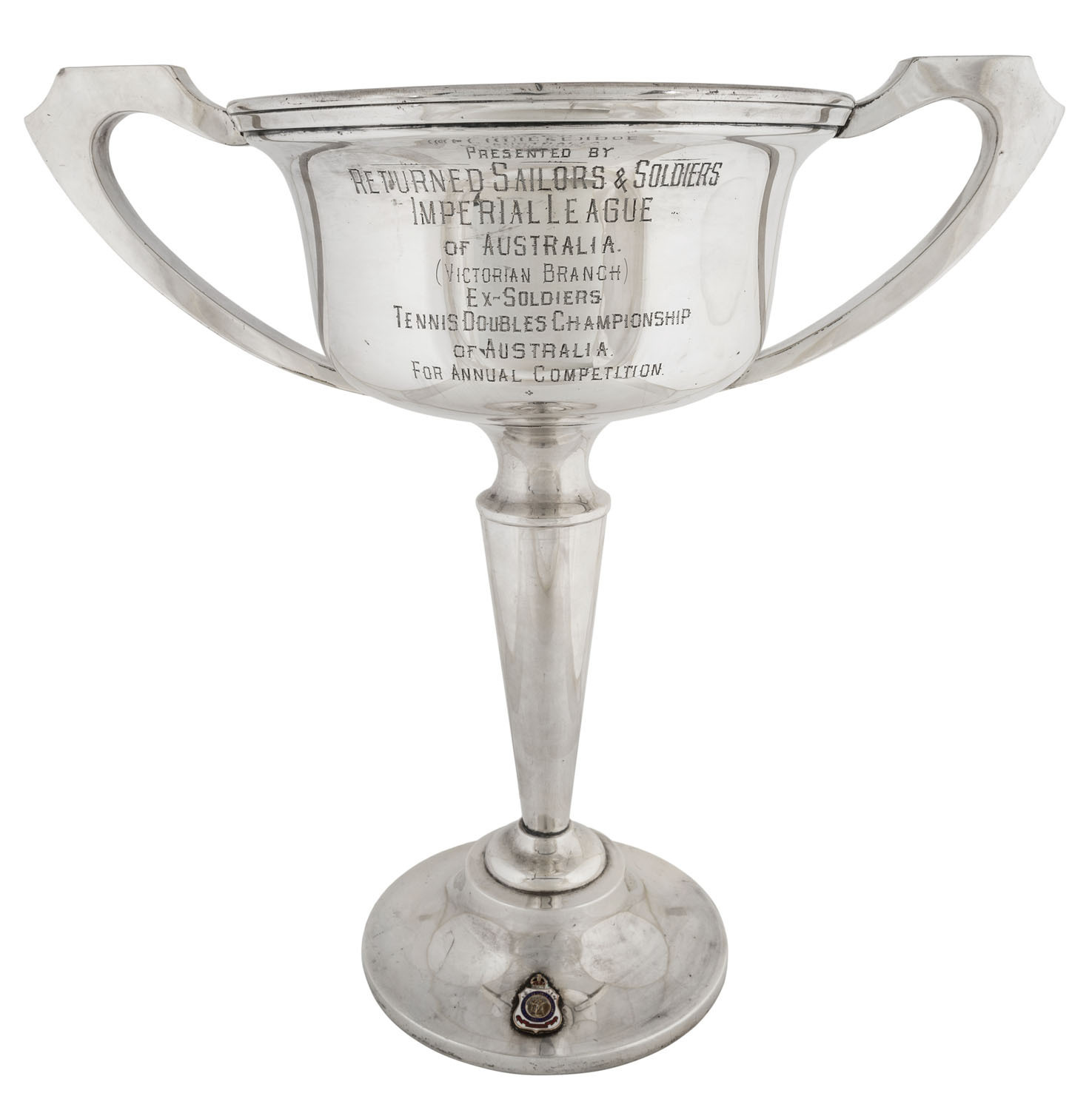 Military silver plated trophy engraved Presented By Returned Sailors ...