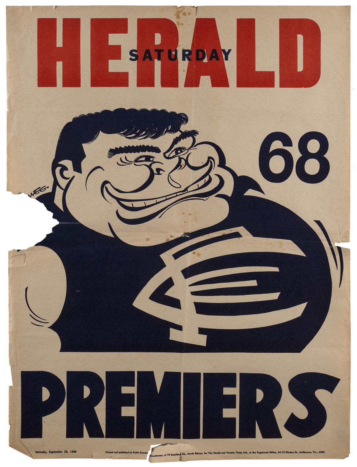 WEG POSTERS: 1968 Carlton, 1970 Carlton, 1974 Richmond & 1976 Hawthorn ...