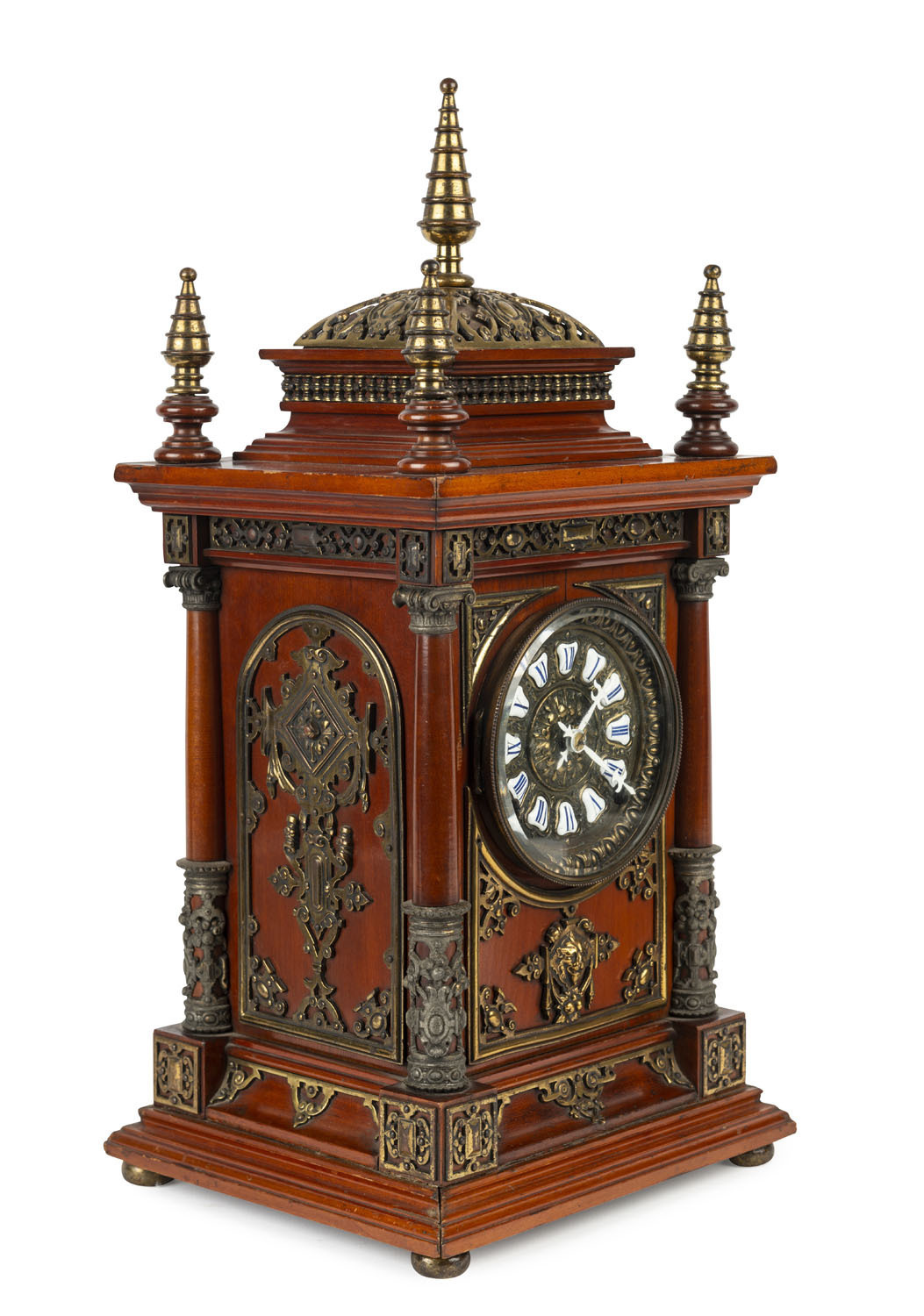 ANSONIA Antique mantel clock with enamel cartouche numerals, rosewood ...