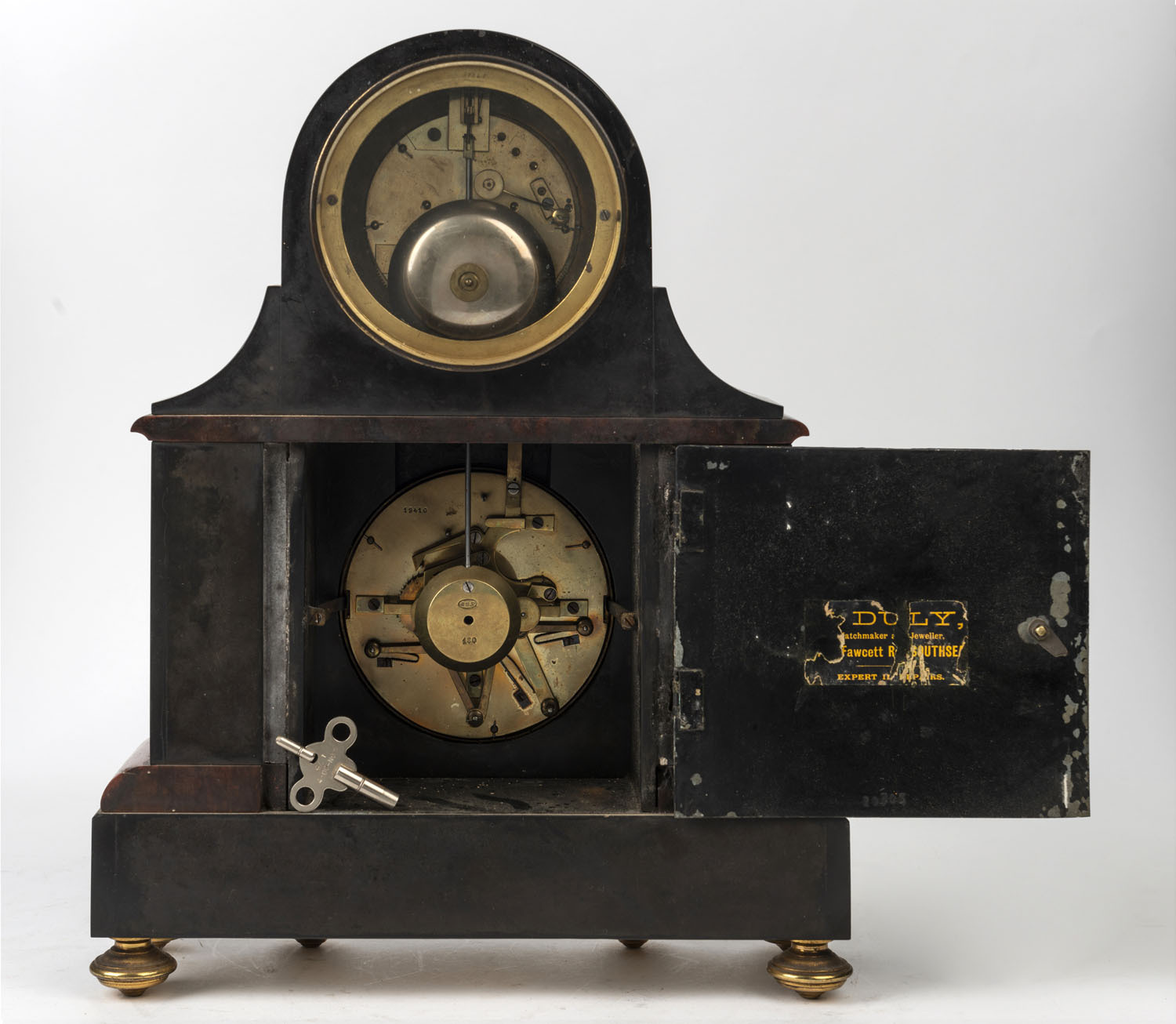 French mantel clock, moonphase, calendar, barometer and thermometer ...