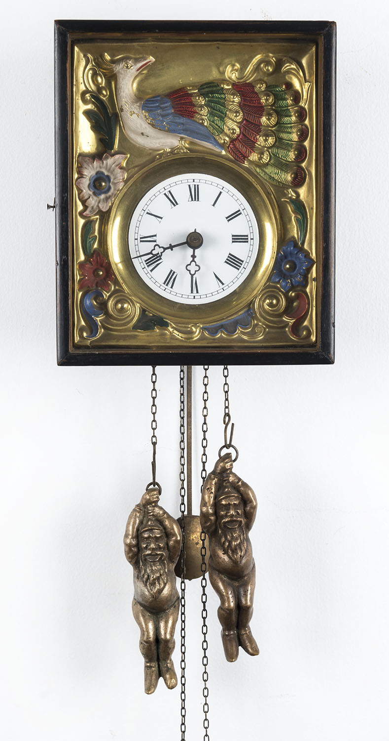 Swiss time and strike wall clock with painted pressed metal face and ...