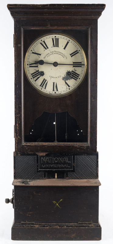 National Time Recorder Co. Ltd. time clock in timber case, circa 1900 ...