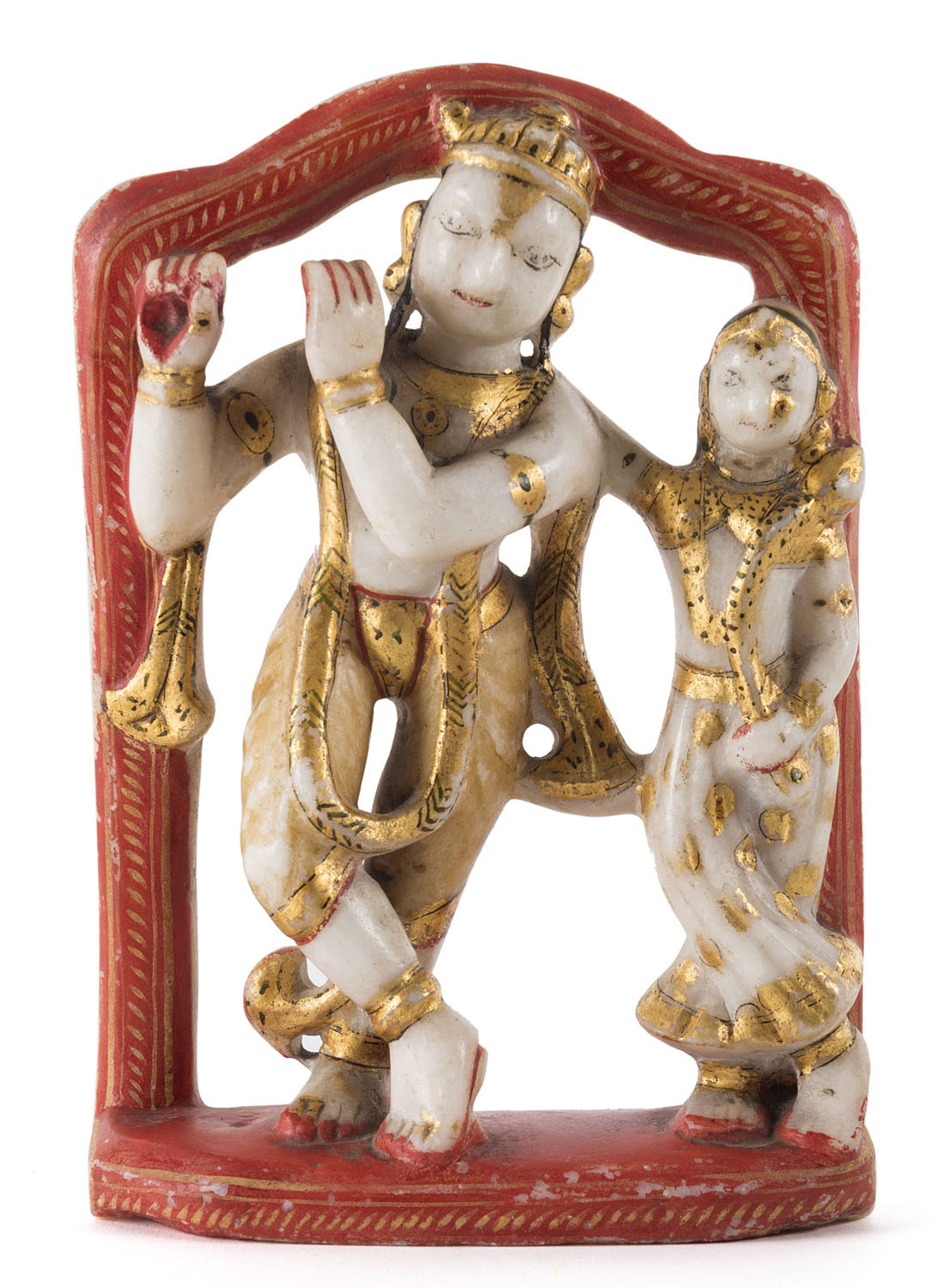Indian Rhada Krishna statue, polychromed carved marble, 19th century ...