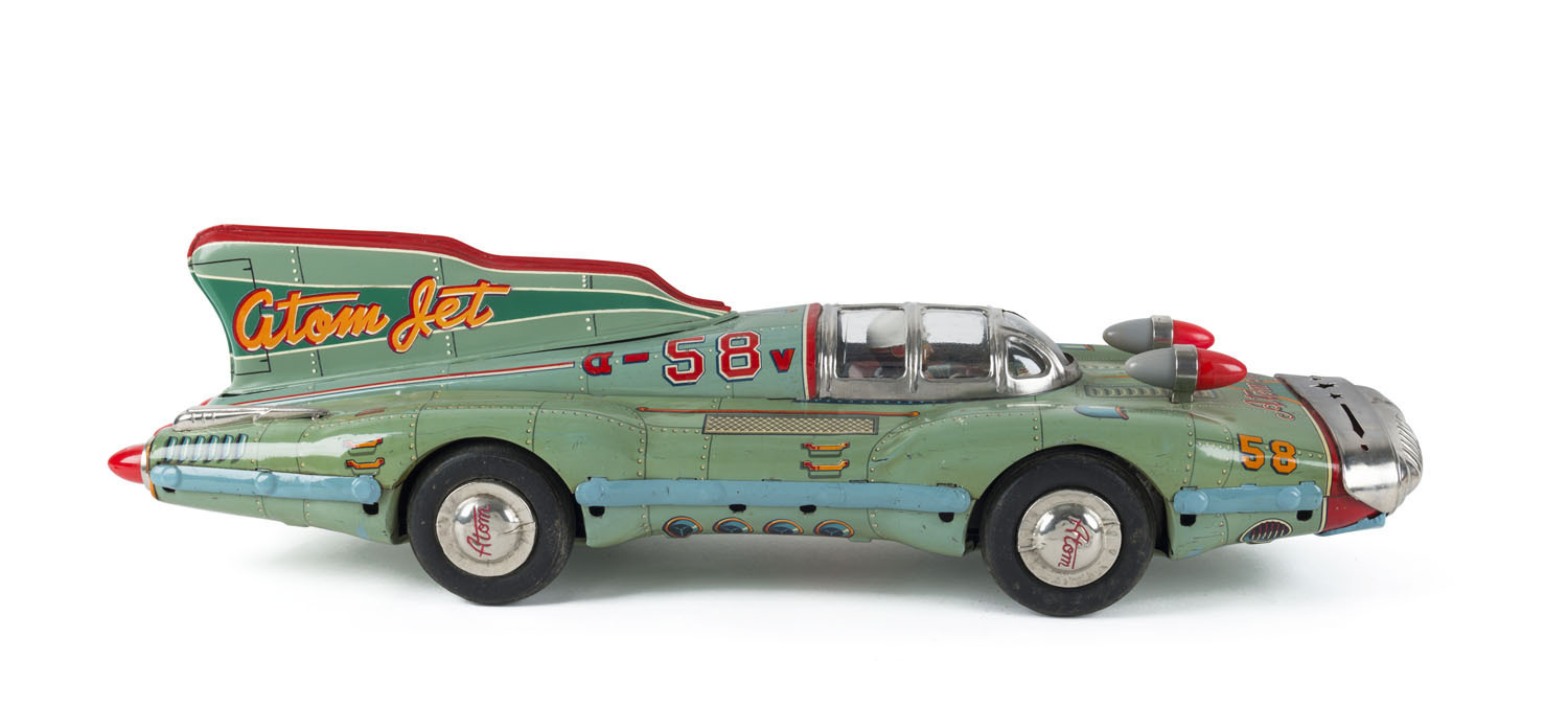 YONEZAWA 58 ATOM JET RACER RACE CAR TIN FRICTION SPACE TOY, circa 1958 ...