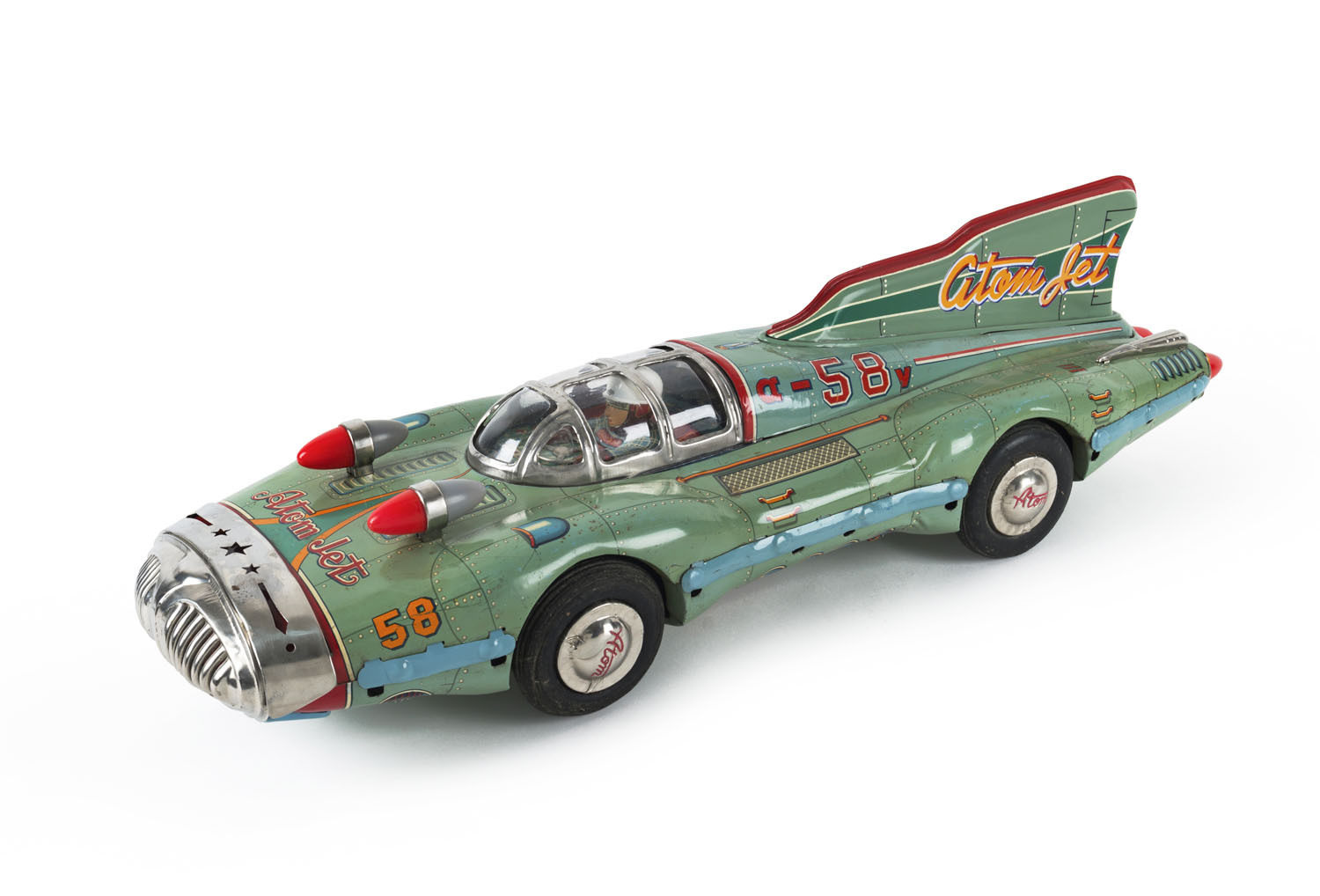 YONEZAWA 58 ATOM JET RACER RACE CAR TIN FRICTION SPACE TOY, circa 1958 ...
