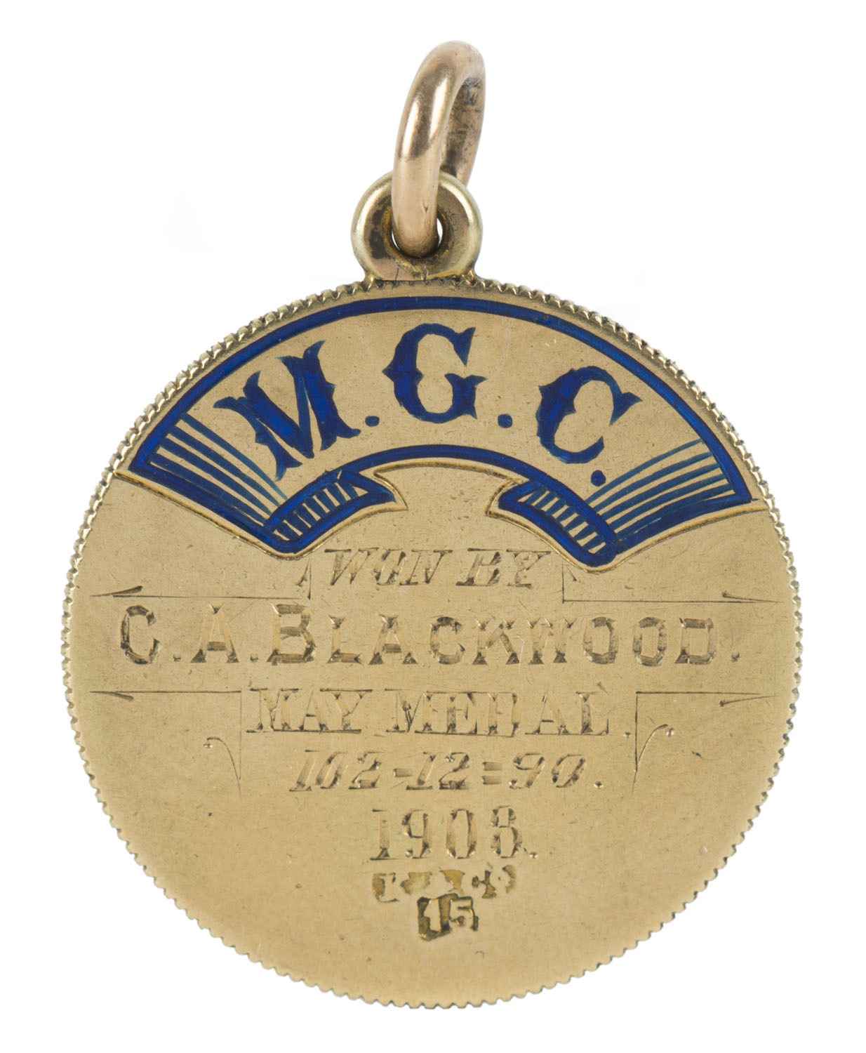 METROPOLITAN GOLF CLUB (NOW MELBOURNE G.C.): 1908 May Medal in 15 carat ...