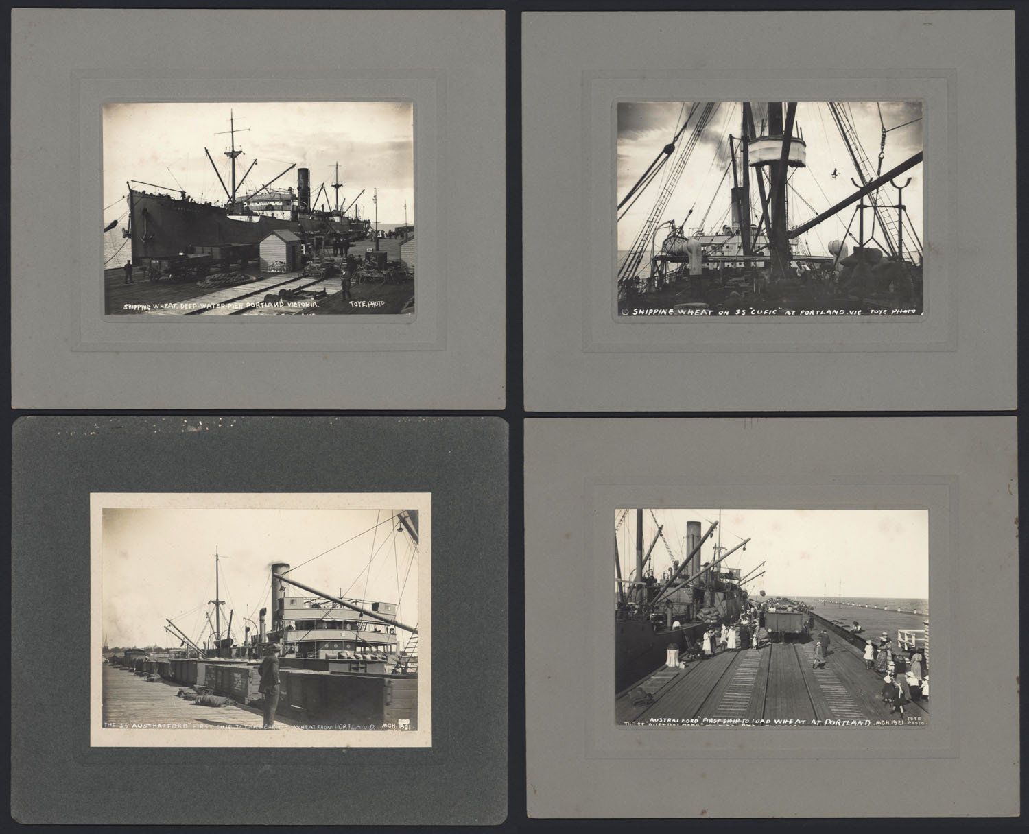 TOYE BROTHERS, PORTLAND, VIC. A group of four shipping scene images ...