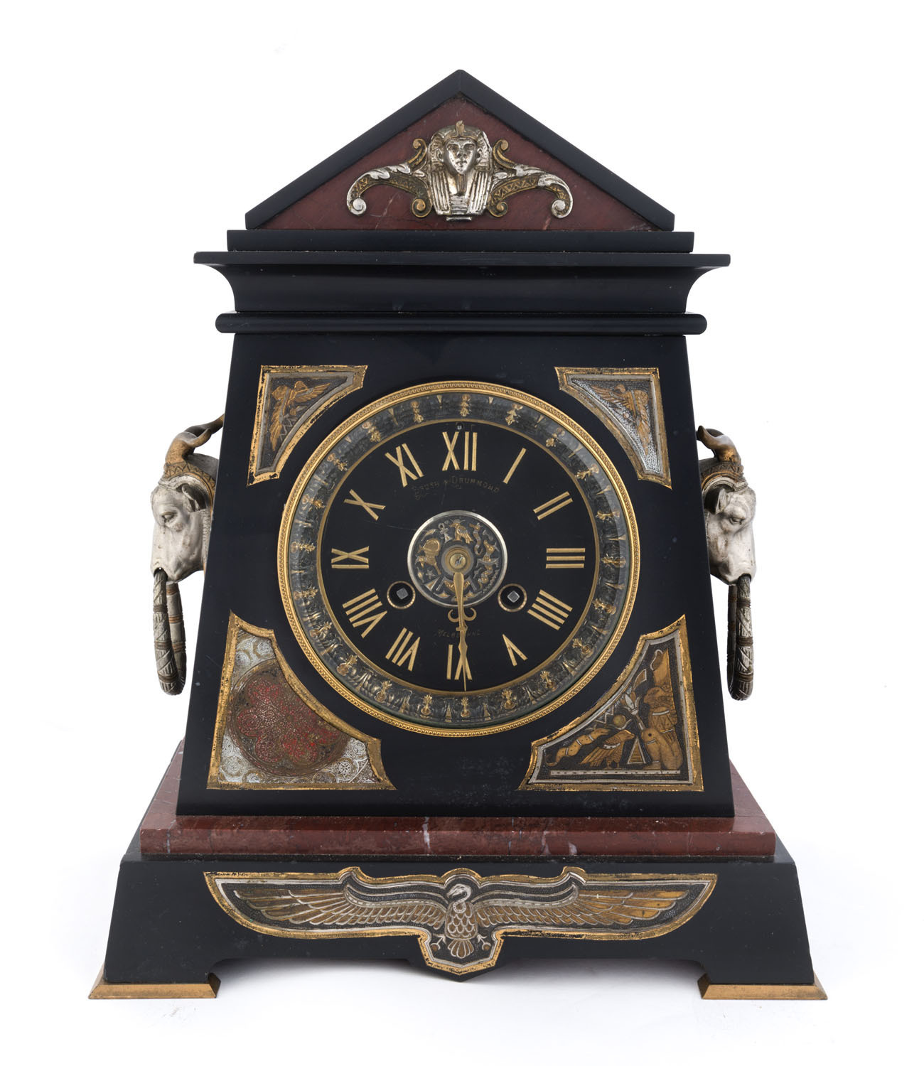 L. MARTI French mantel clock in the Egyptian revival style, Belgium ...