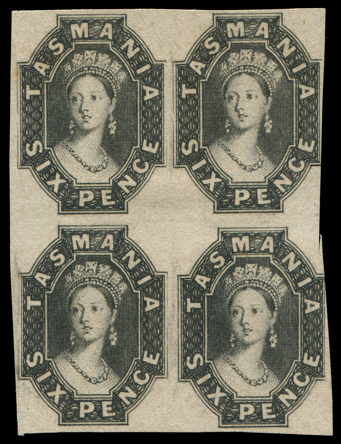 TASMANIA: PLATE PROOFS: 1858 Perkins Bacon 6d and 1/- Imperforate Plate ...