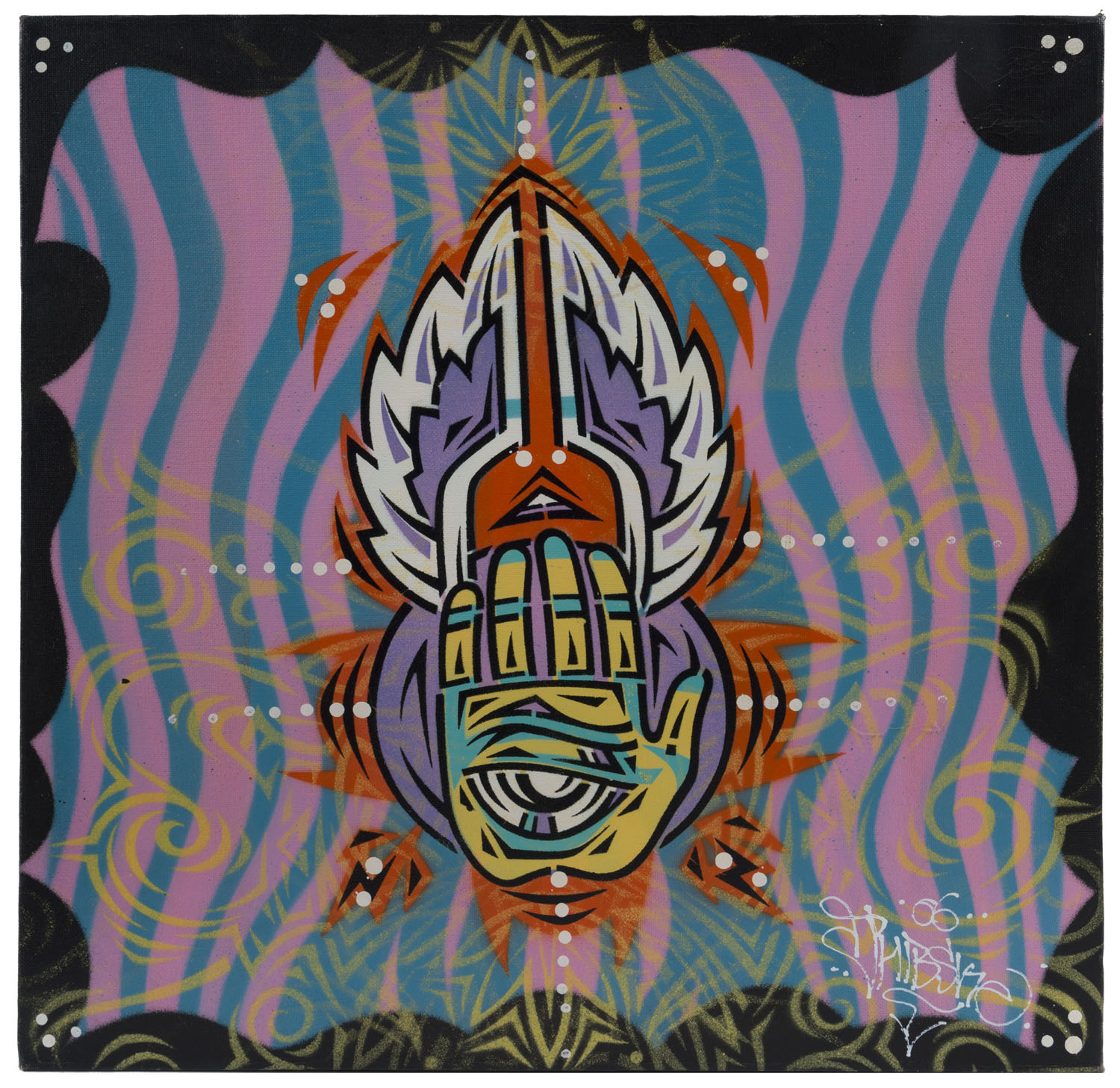 PHIBS (Tim Da Haan), Curl Symbol, acrylic on canvas, signed lower right ...