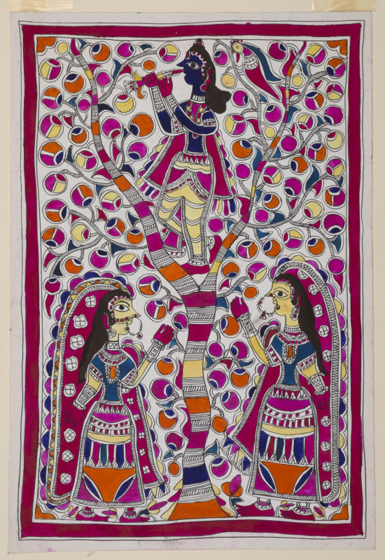 Six Indian paintings on parchment and paper, 19th and 20th century ...