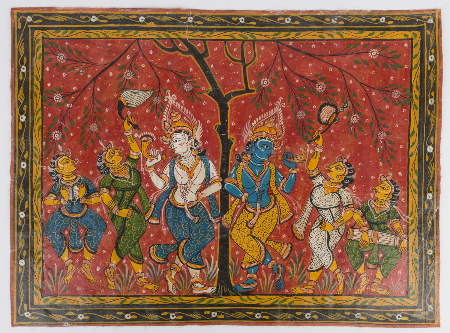 Six Indian paintings on parchment and paper, 20th century, the largest ...