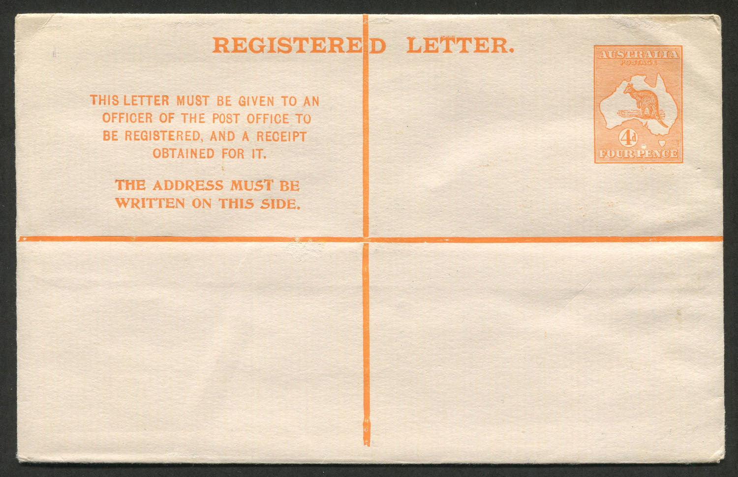 AUSTRALIA: Postal Stationery: Registration Envelopes: 1913 4d Kangaroo ...