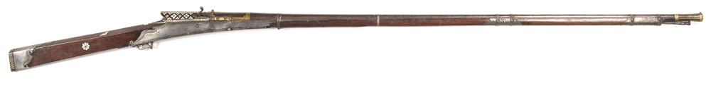 INDIAN TORADOR MATCHLOCK GUN: 28 bore; 47½ round watered steel barrel ...