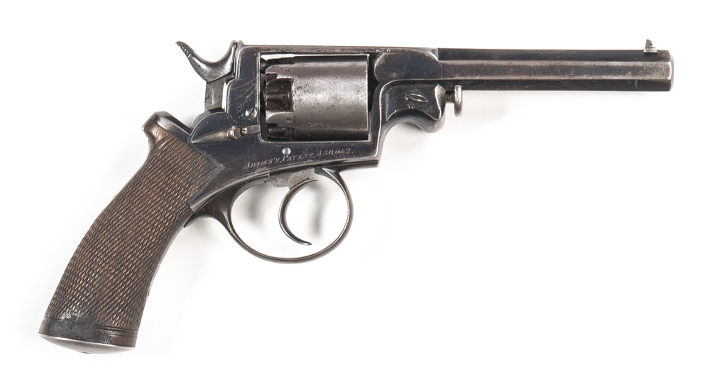 CASED SMALL FRAME BEAUMONT ADAMS PERCUSSION REVOLVER: 80 bore; 5 shot ...