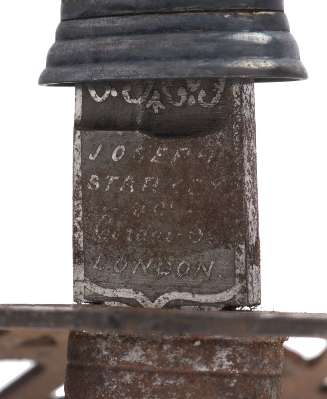 A military parade sword with acid etched blade and engraved scabbard by ...