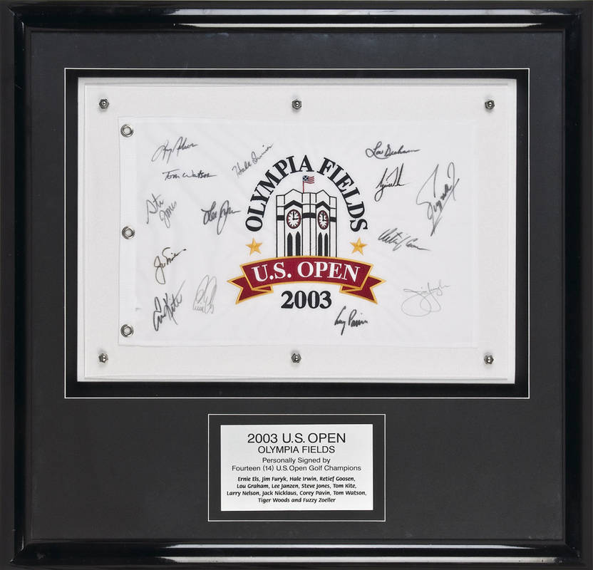 2003 US OPEN, display comprising Olympia Fields/ US Open/ 2003 flag ...
