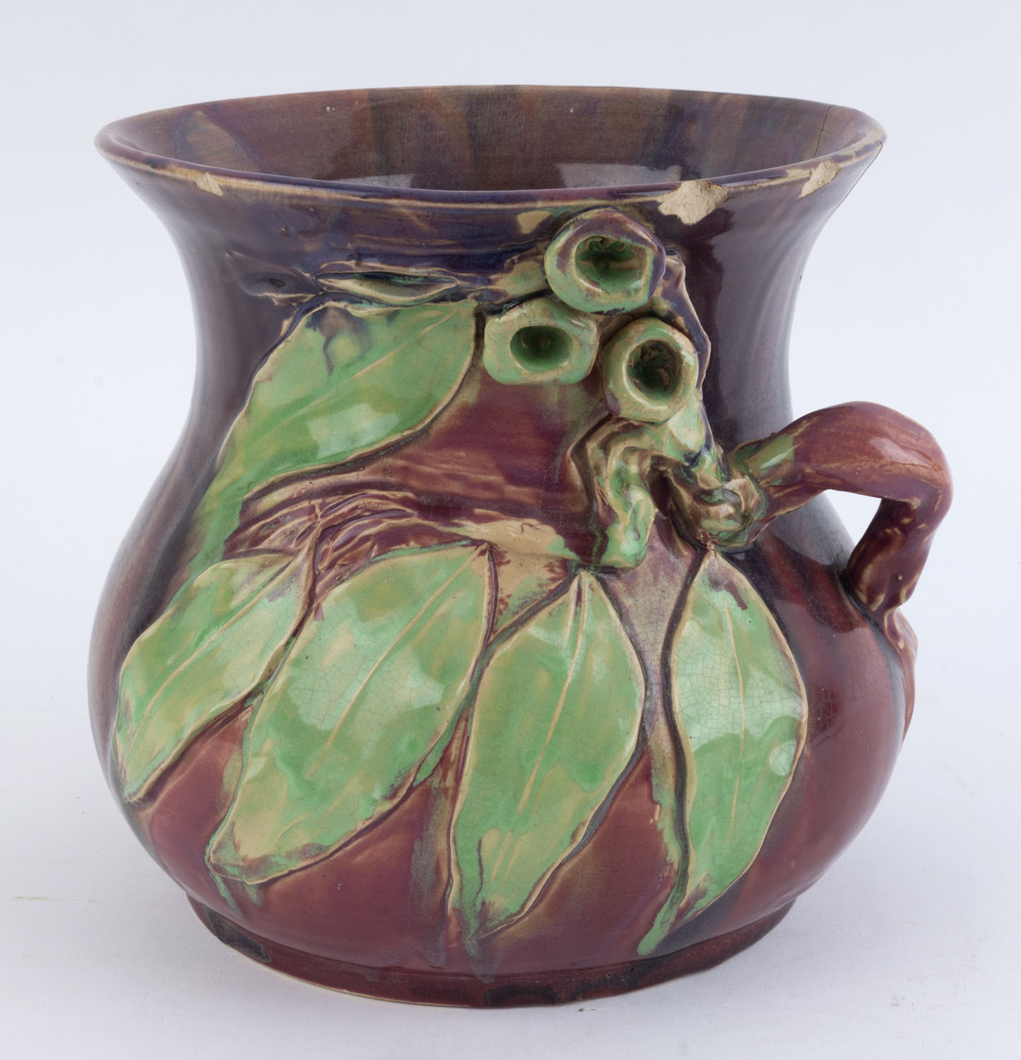 MARGARET KERR rare Australian pottery vase adorned with gumnuts and ...
