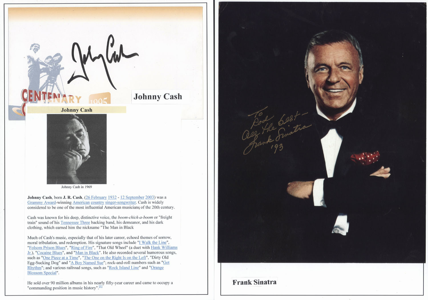 MALE ENTERTAINERS MUSICIANS Autographs Of 1930s 2000s Era Performers
