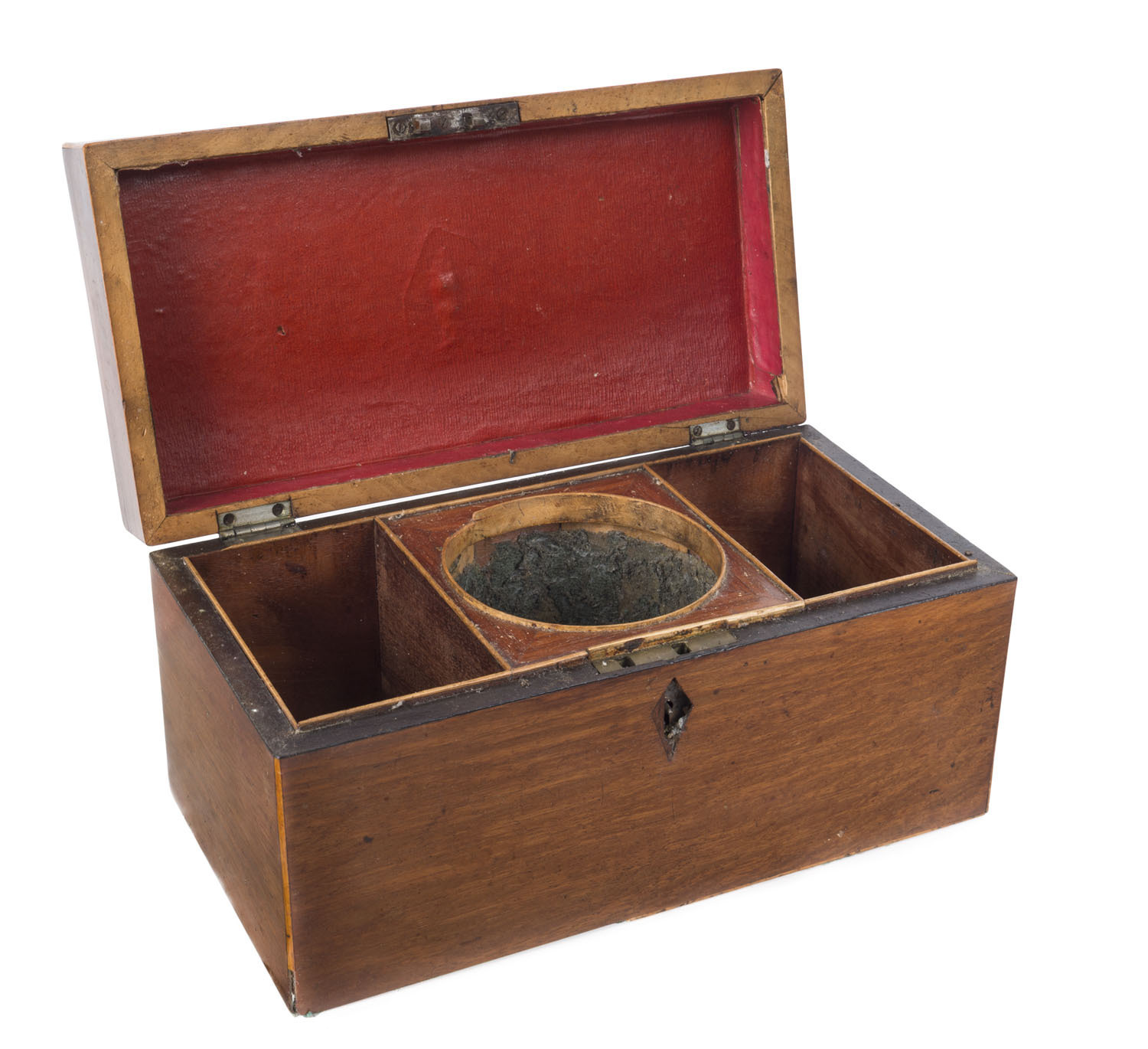 An early Colonial tea caddy, casuarina beefwood with remains of a cedar ...