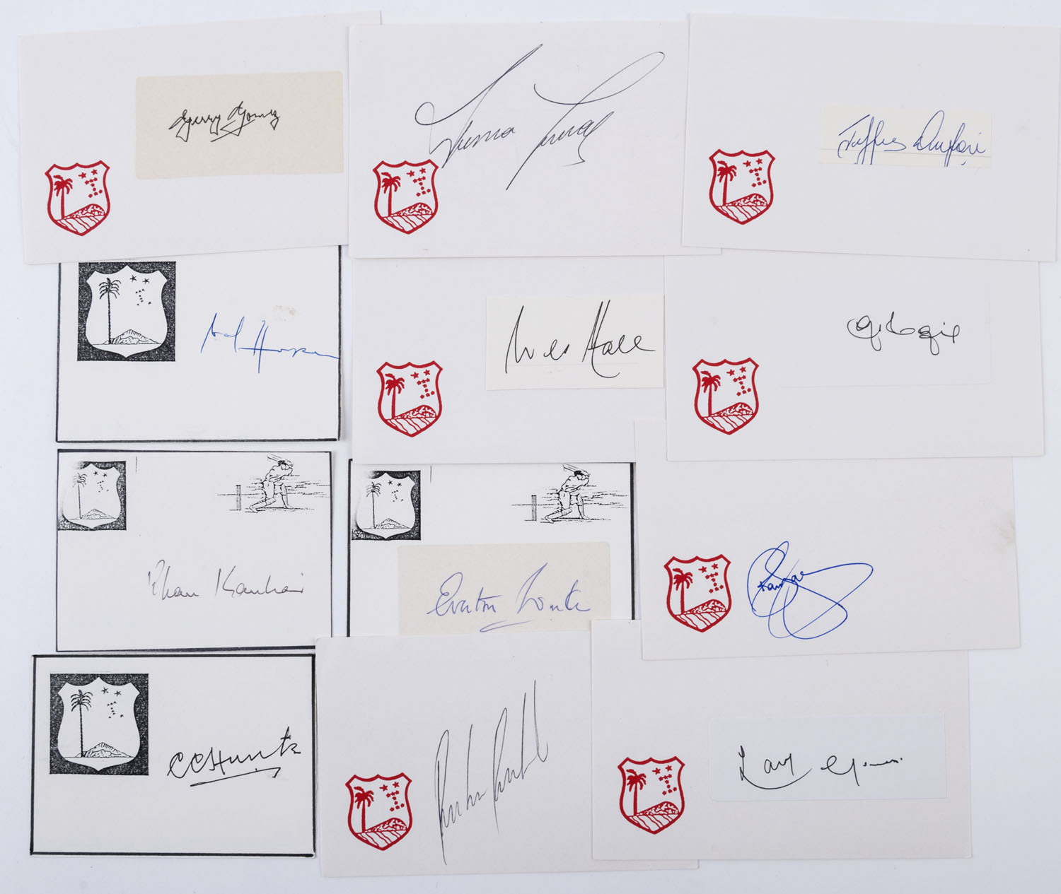 WEST INDIES: 1950s-80s era player signatures on cards, including ...